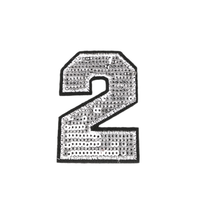Bügelbild Zahl 2 - Aufnäher Pailletten silber 6,5cm hoch | Rotznasen ...