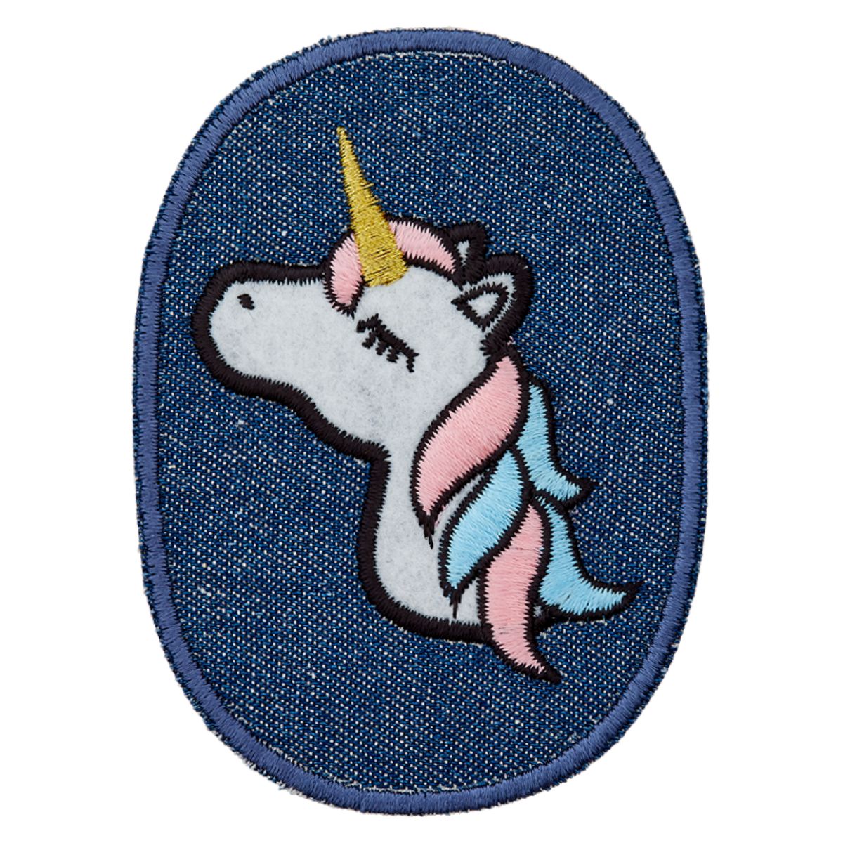 Jeans Patches für Knie und Ellenbogen - Bügelbild Einhorn blau oval 87x63 mm | Rotznasen ...
